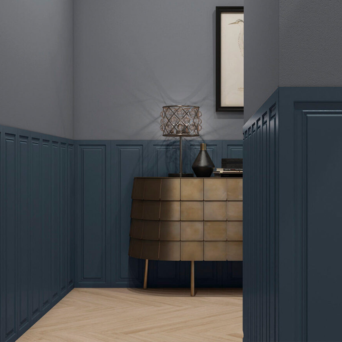 Boiserie Indigo 30 x 120cm Matt Panel Effect Wall Tile - 1.44sqm perbo ...